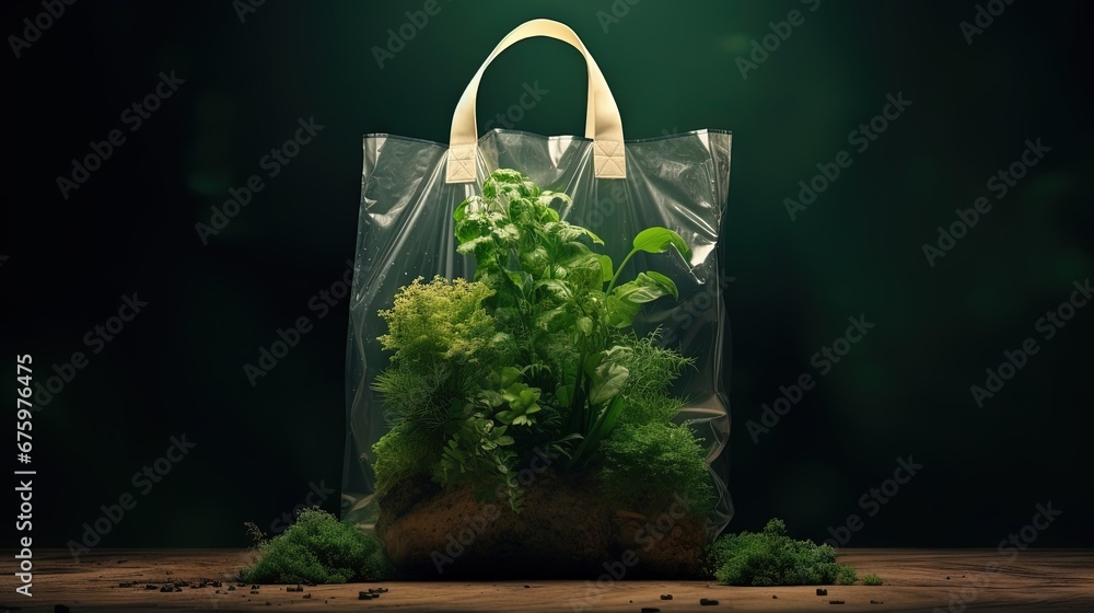 Plastic free.Ecological poster. Say NO to plastic and polyethylene bags ...