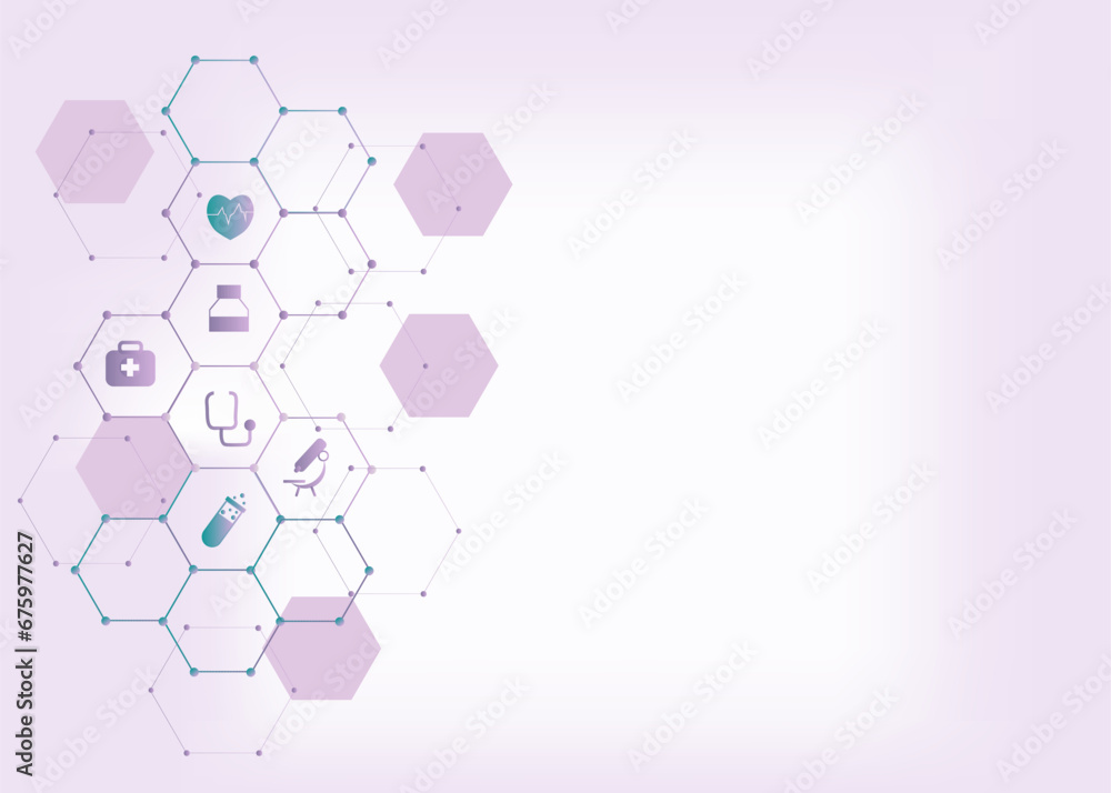 Abstract medical background with flat icons and symbols. Template ...