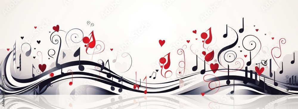 Musical Melodies and Harmonious Hearts on a Serene White Background. A ...