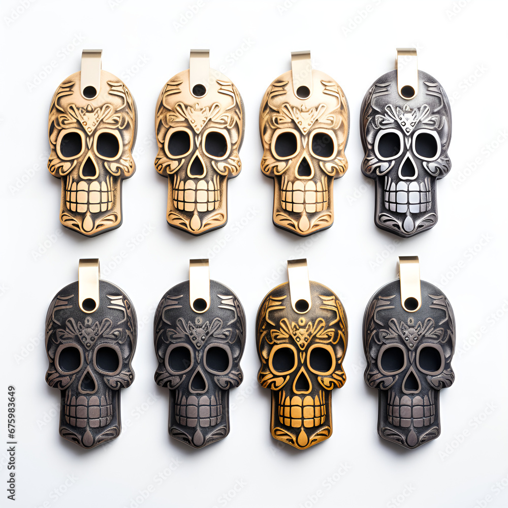 Front view of human skull collection isolated on transparent background ...