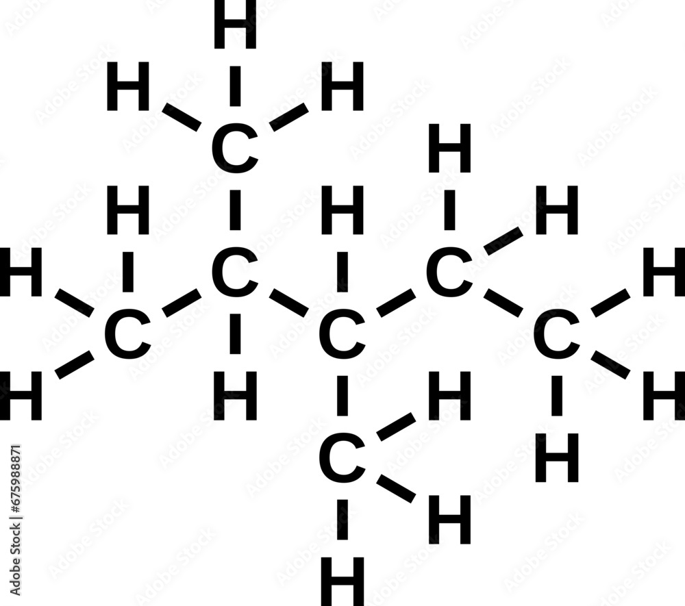2,3-dimethylpentane structural chemical formula, heptane isomer vector illustration Stock Vector ...