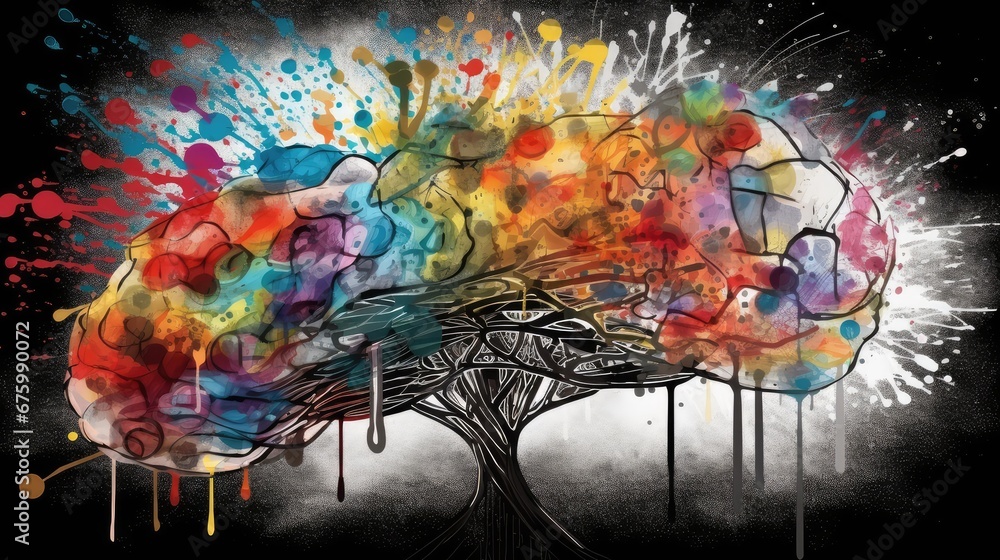 human brain anatomy sketch, colorful human brain anatomy, colored mind ...