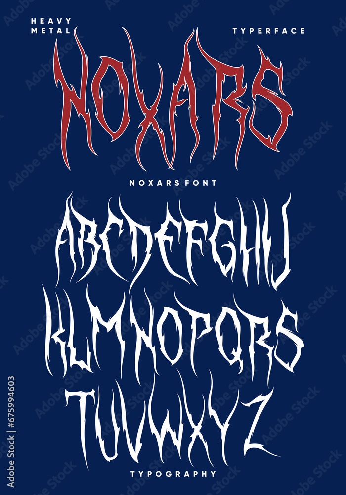 Heavy metal font typerface alphabet font vector custom rock music ...