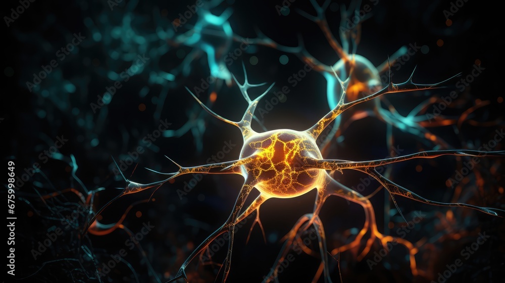 3d rendered illustration of a dna molecule, 3D neuronal network ...