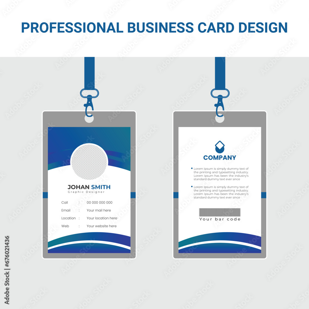 Professional modern simple id card design with red, blue, black, green ...