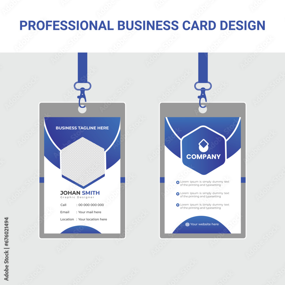 Professional modern simple id card design with red, blue, black, green ...