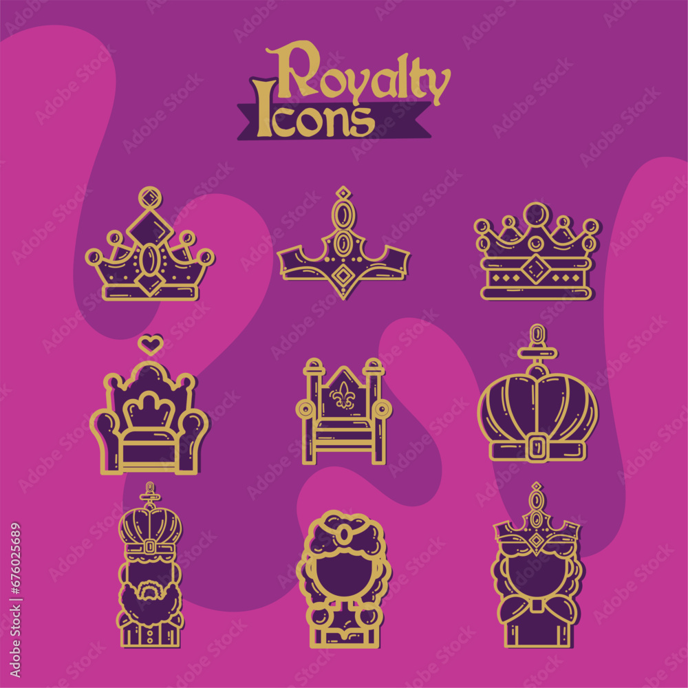 Set of royalty icons Medieval era Vector Stock Vector | Adobe Stock