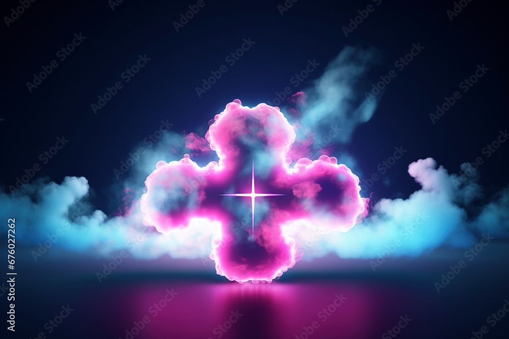 Enchanting Neon Radiance: A Vibrant Neon cross, Interwoven with a ...