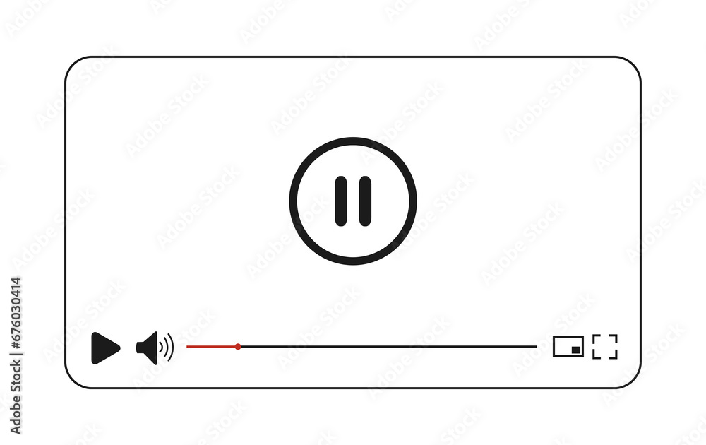 Icono en modo pausa de un reproductor de vídeo, música, multimedia ...