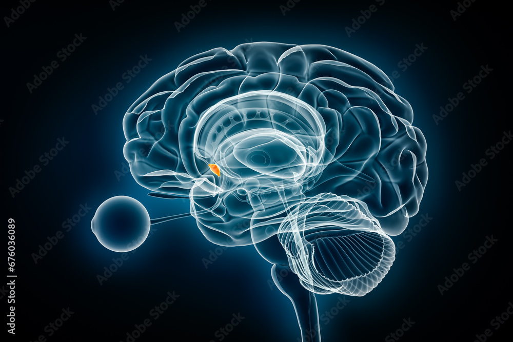 Septal Nucleus x-ray view 3D rendering illustration. Human brain and ...
