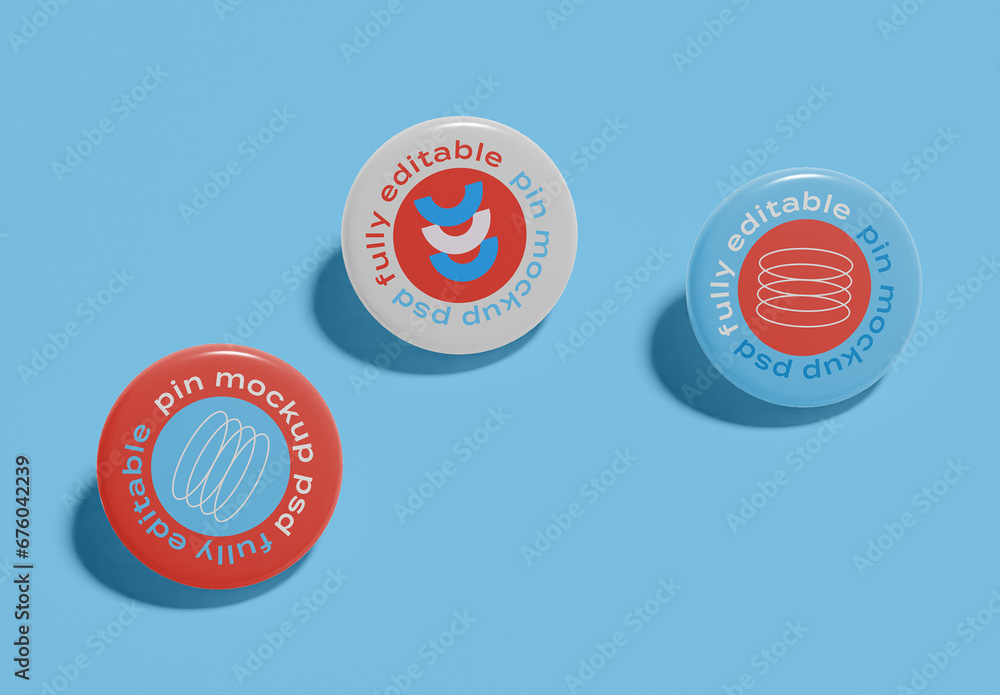 Three Pin Button Mockup Stock Template | Adobe Stock