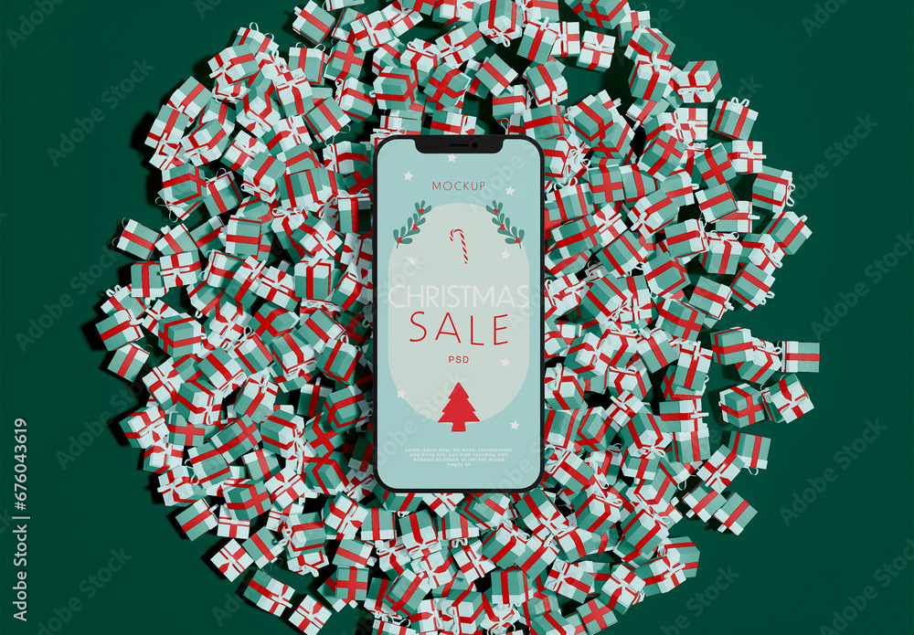 Smartphone on Gift Boxes Mockup Stock Template | Adobe Stock