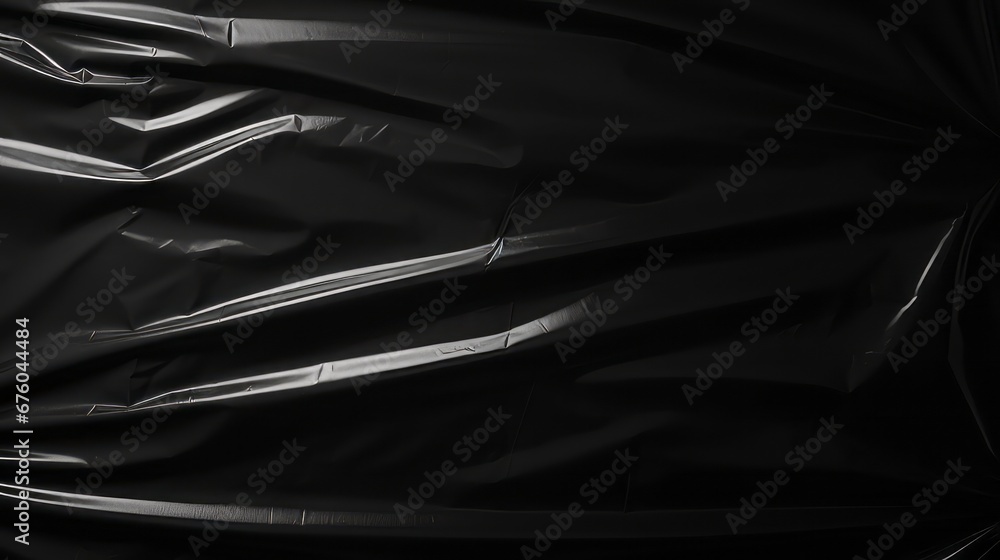 Realistic polyethylene texture on black background. Folded packaging ...