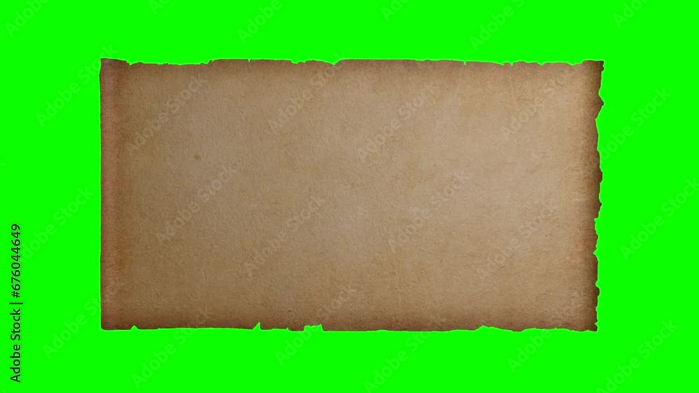 Historical deer skin paper roll opens. Letter writing in green screen ...