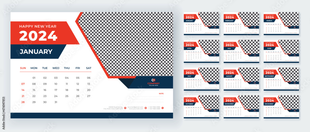 Desk calendar 2024 design, simple and clean design, Calendar for print ...