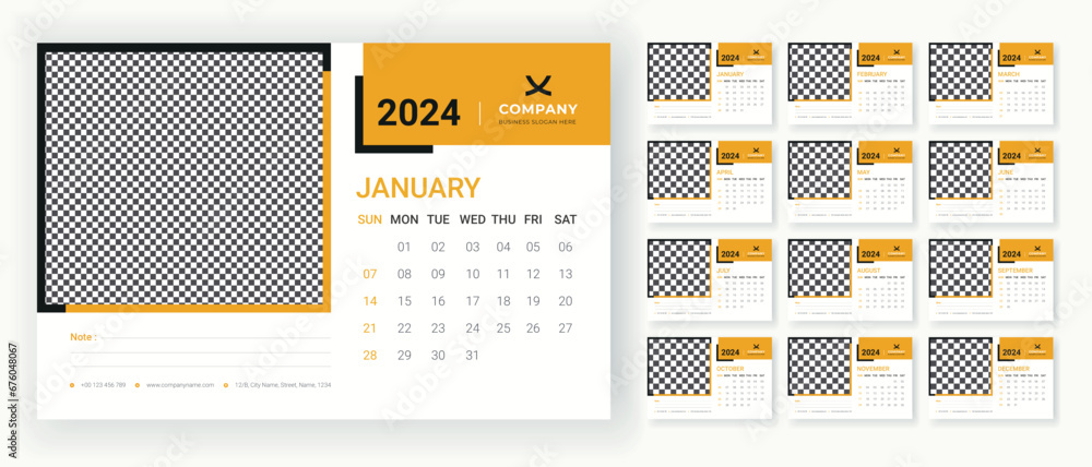 Desk calendar 2024 design, simple and clean design, Calendar for print ...