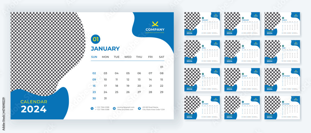 Desk calendar 2024 design, simple and clean design, Calendar for print ...