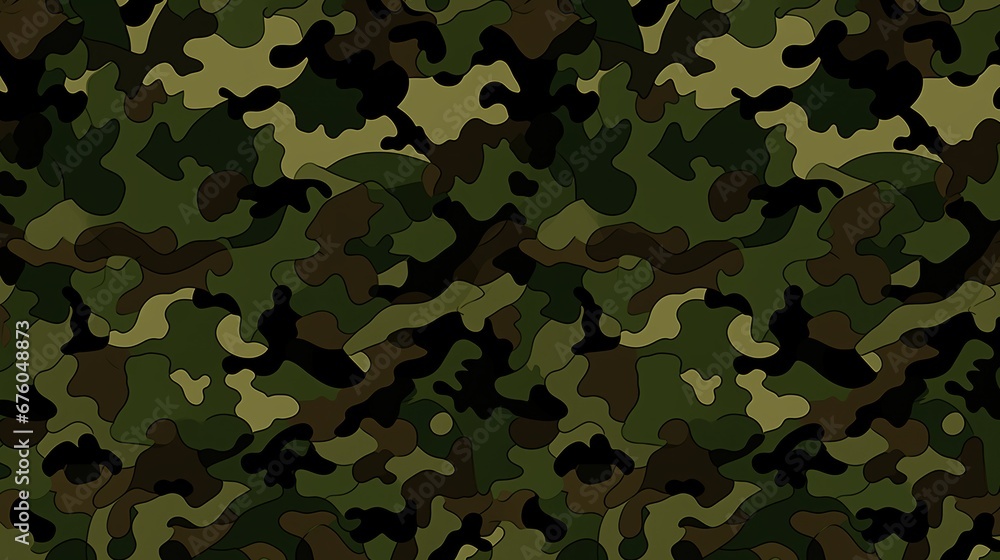 Realistic camouflage pattern in a dense forest with intricate details ...