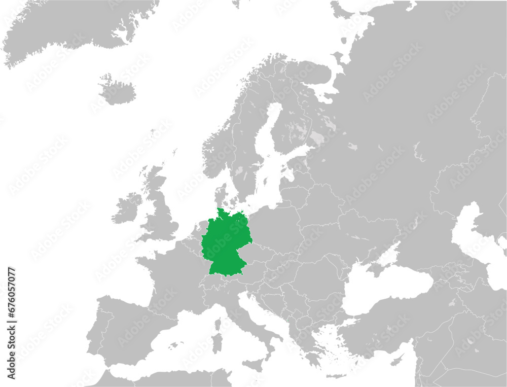 Green CMYK national map of GERMANY inside detailed gray blank political ...