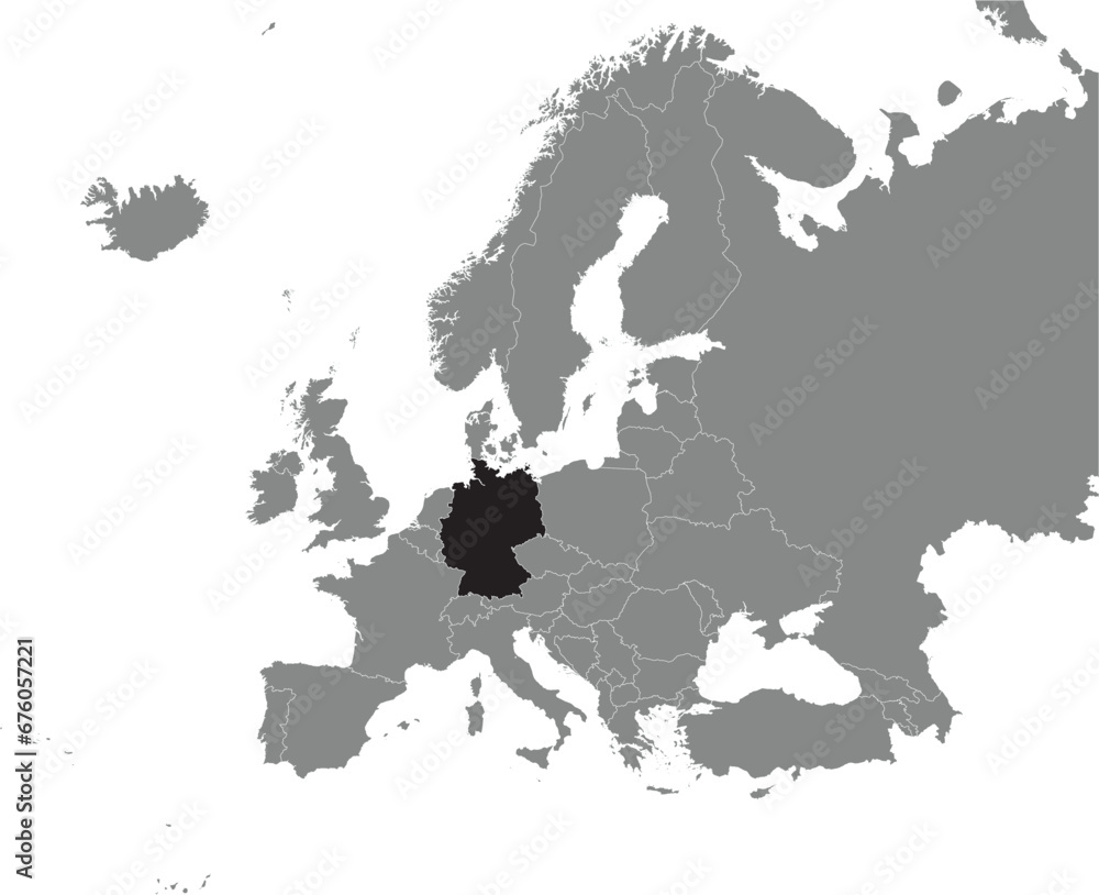 Black CMYK national map of GERMANY inside detailed gray blank political ...