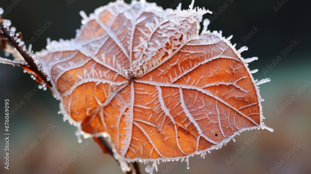 Viburnum lantana's woolly snowball's frozen leaf Stock Photo | Adobe Stock