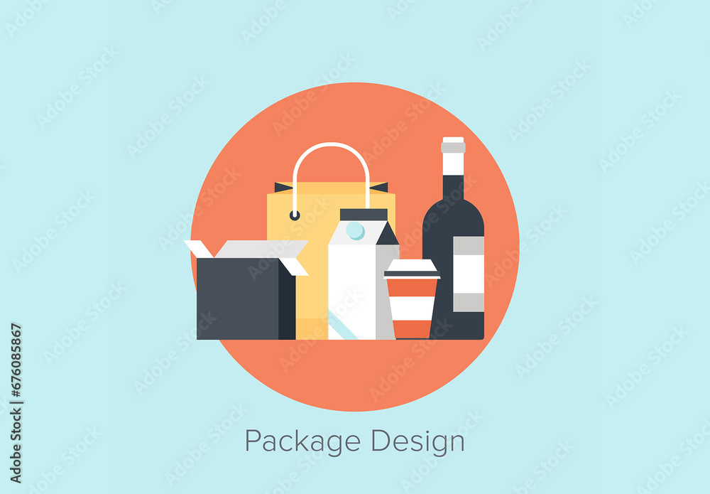 Vector illustration of packaging flat design concept. Stock Template ...
