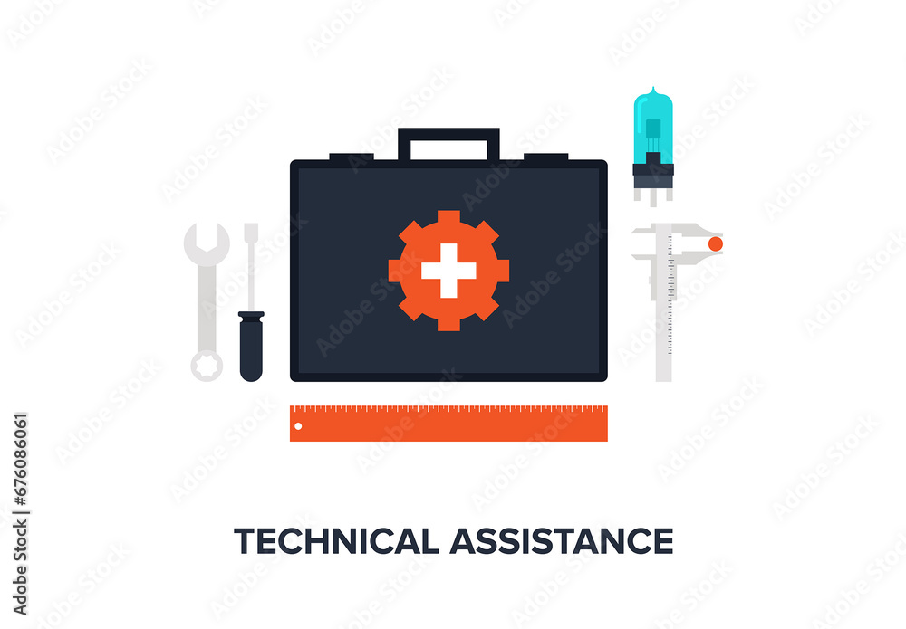 Abstract flat vector illustration of technical assistance concept ...