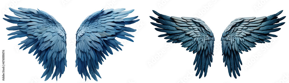 blue angel wings isolated on transparent background.blue wings. Stock ...