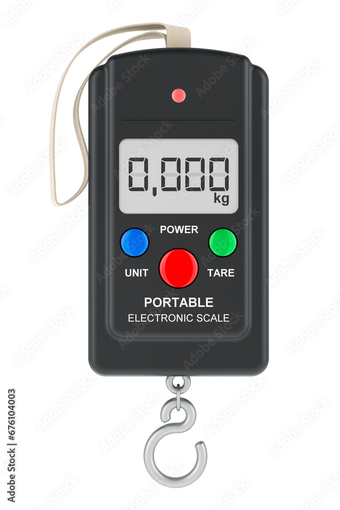Portable Electronic Hanging Scale, 3D rendering isolated on transparent ...
