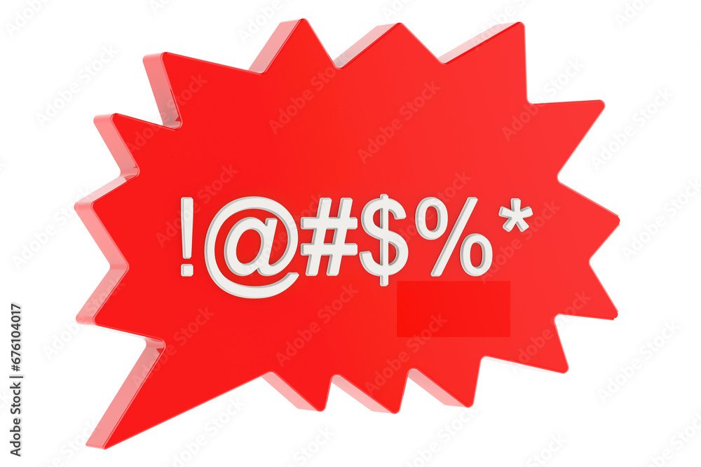 Speech bubble with censored swearing words, 3D rendering isolated on ...