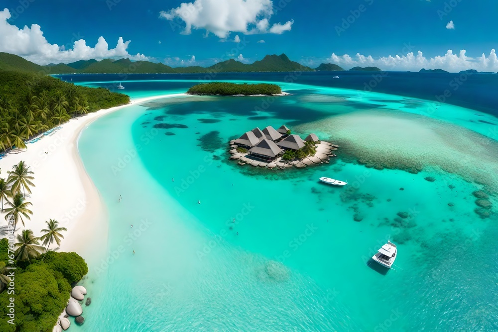 detailed nature photography photo of beautiful small tropical islands ...