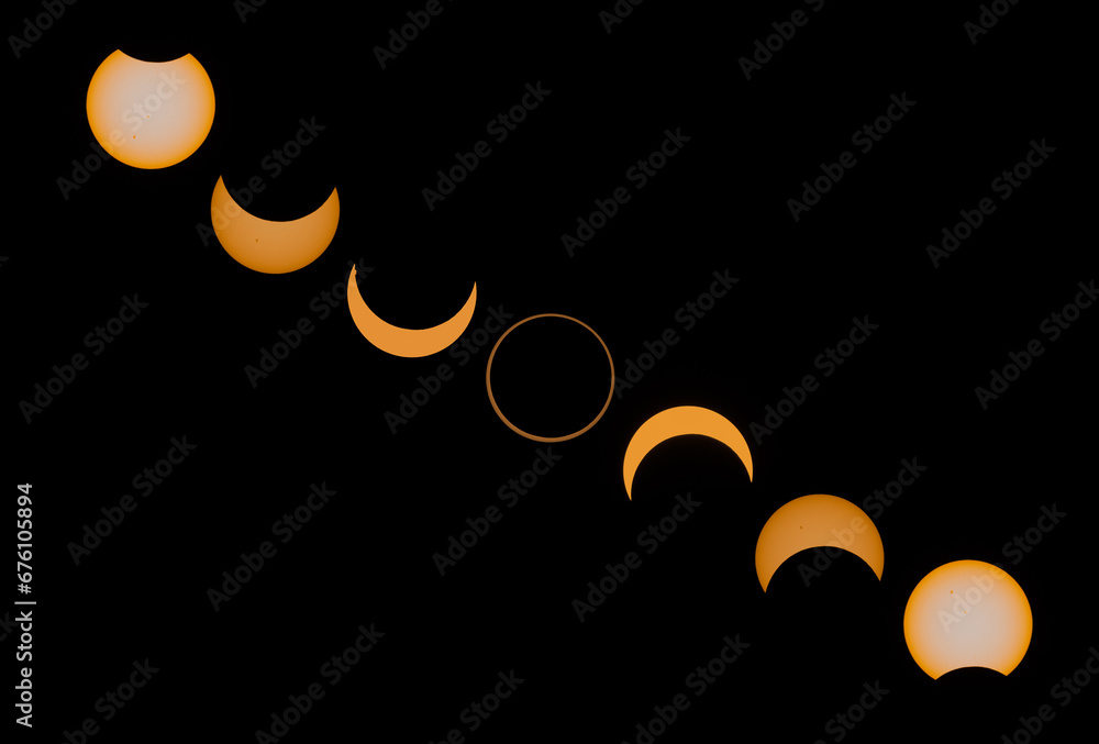 Sequence of the Annular Eclipse October 14, 2023 Stock Photo | Adobe Stock