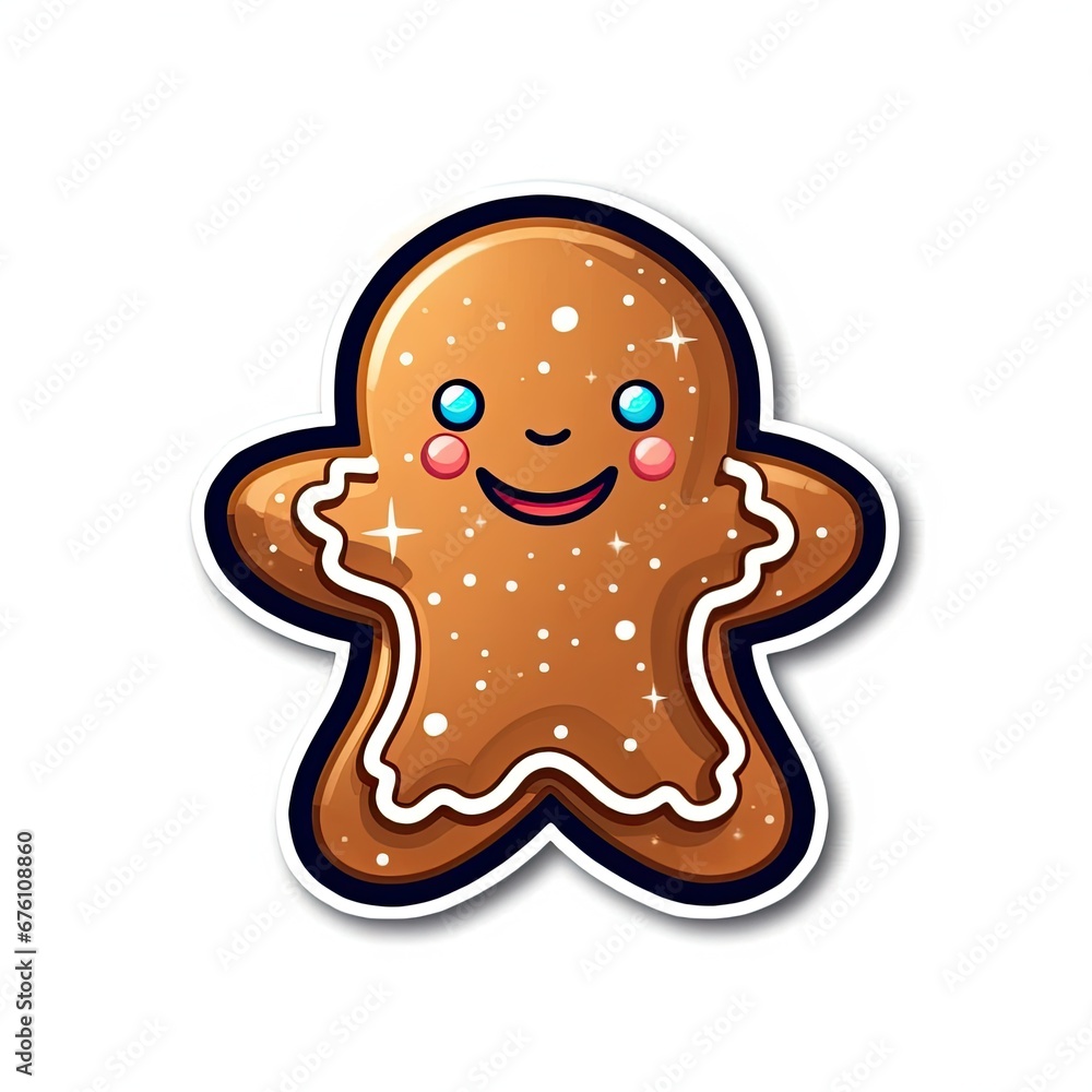 Christmas gingerbread emoji sticker. Cartoon gingerbread man emoji ...