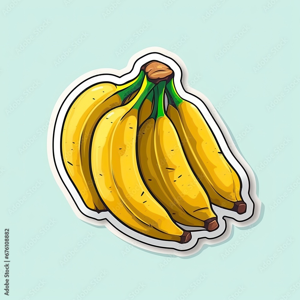 Yellow bananas sticker, icon, label, print, logo. Cartoon yellow ...