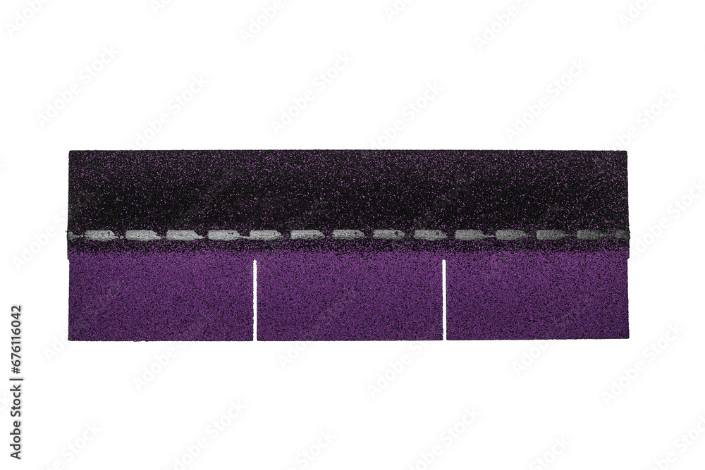 Purple Shingles bitumen roofing cover sheets isolated on white ...
