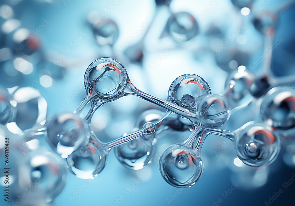 Clear and transparent abstract background with bubbles, water molecule ...