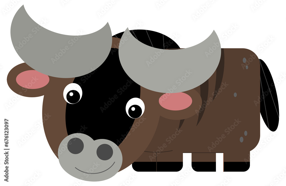 Cartoon happy safari animal cheerful gnu isolated illustration for ...