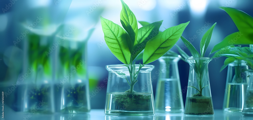 Foto de small and isolated plant growing in glasses when sunlight ...