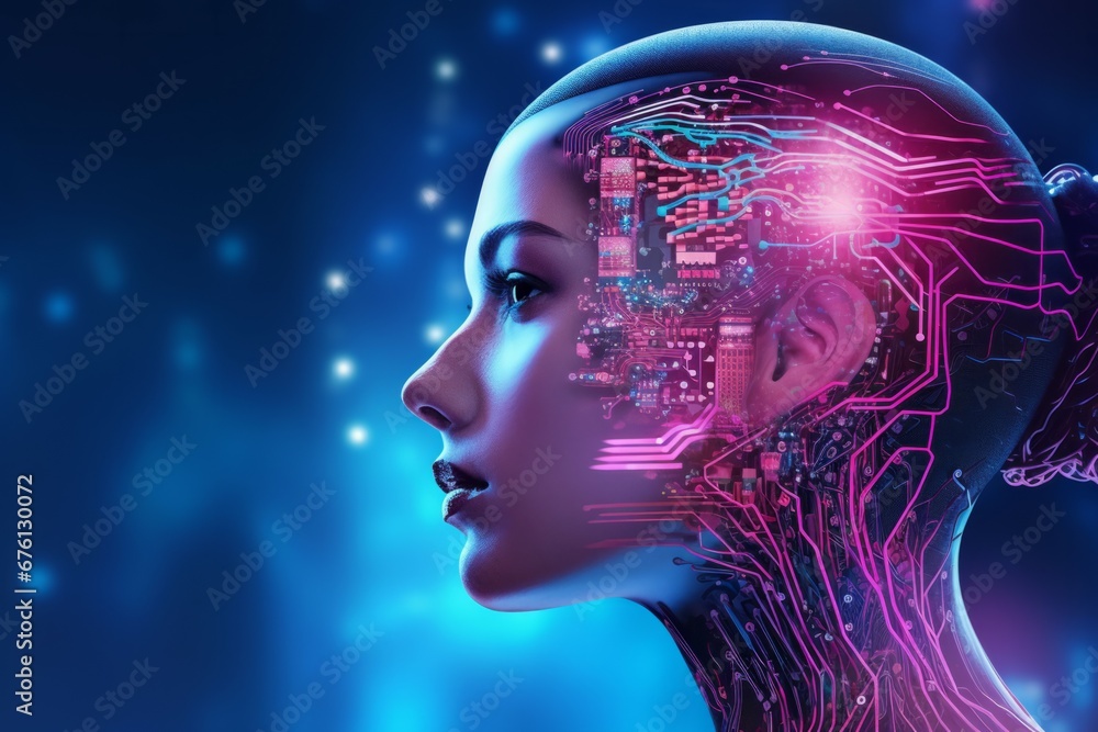 Human and technology concept. AI (Artificial Intelligence ...