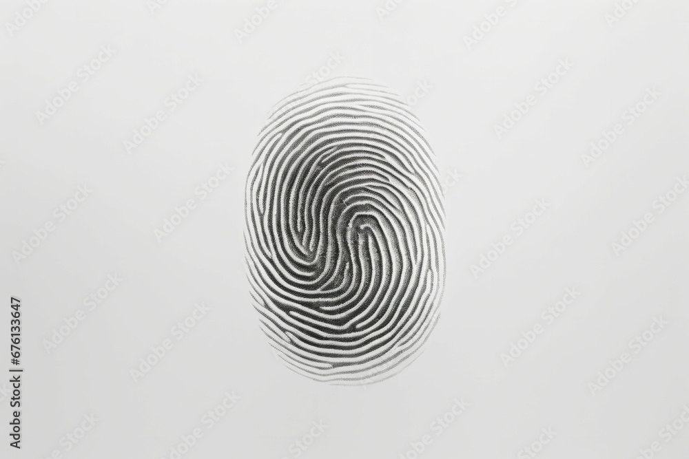 fingerprint on white background. İndentification to access personal ...