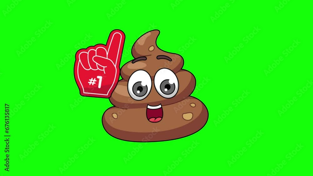 number 1 fan poop cartoon emoticon, looping animation Stock Video ...