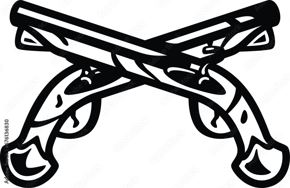Crossed Flintlock Pistols Stock Vector | Adobe Stock