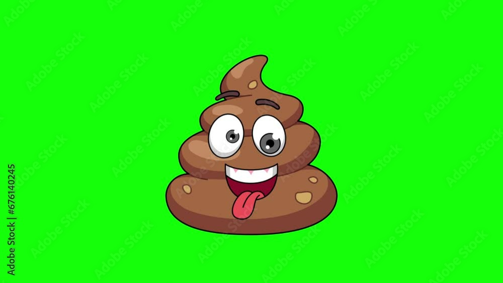 Funny face animation of poop cartoon, mascot on a greenscreen Stock ...