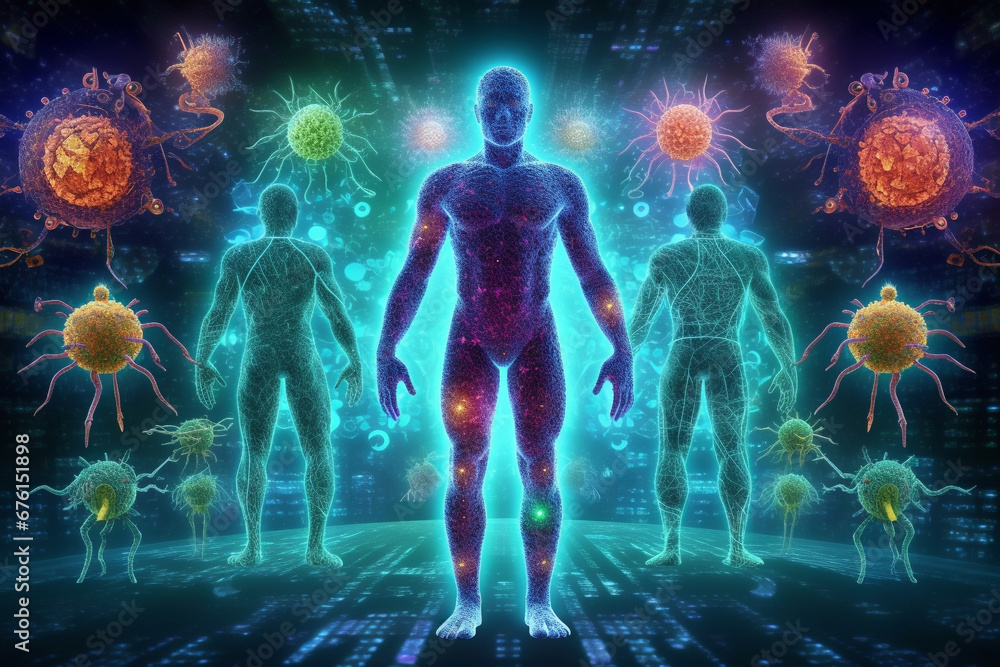 Virus and human. Symbiosis. Noncellular infectious agent. Bacterium ...