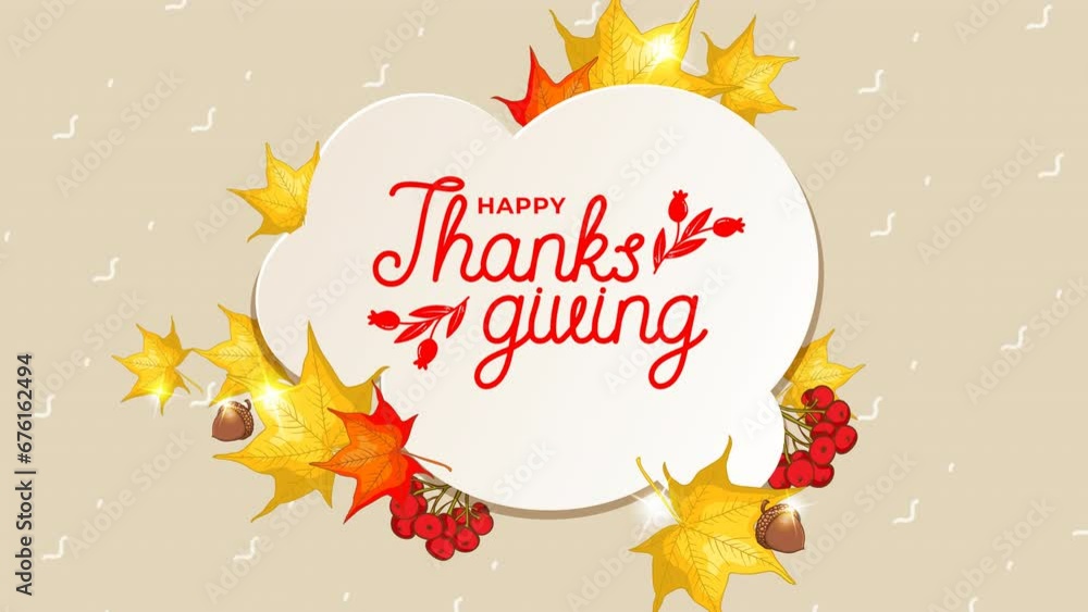 Happy Thanksgiving Day Text Animation with thanksgiving background ...