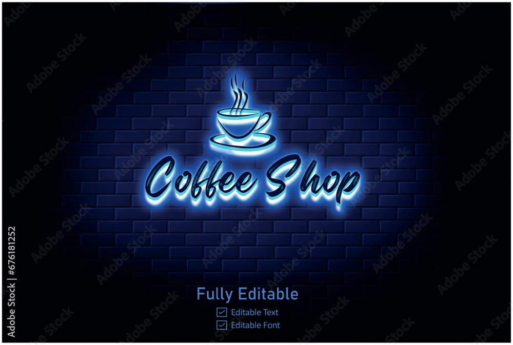 Neon Cafe logo text effect for neon effect coffee shop logo and neon ...
