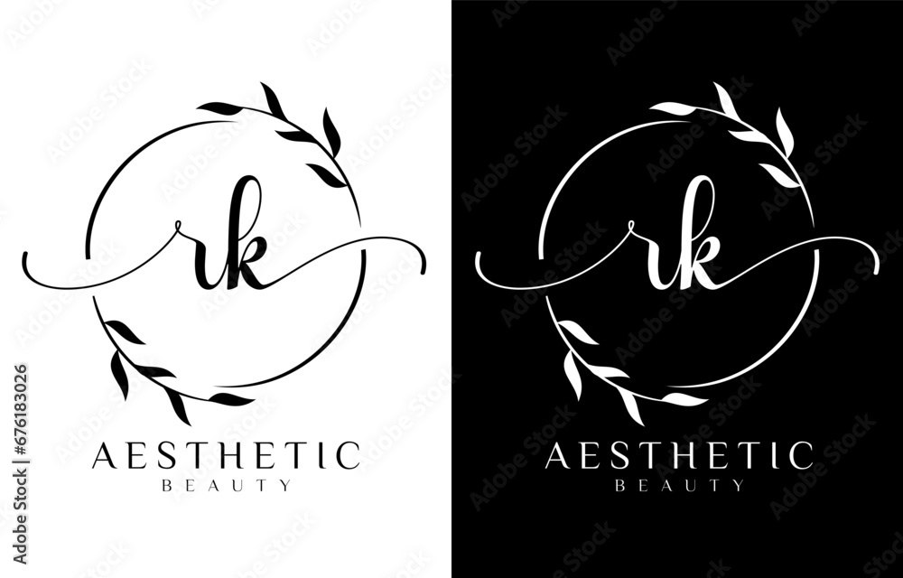 Letter R Beauty Logo with Flourish Ornament Stock Vector | Adobe Stock