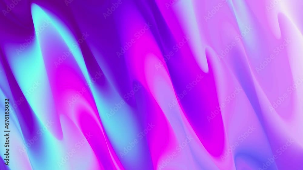 Waving liquid holographic gradient wave background. Bright blue, purple ...