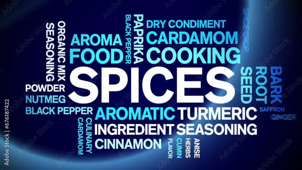 Spices animated tag word cloud;text design animation kinetic typography ...