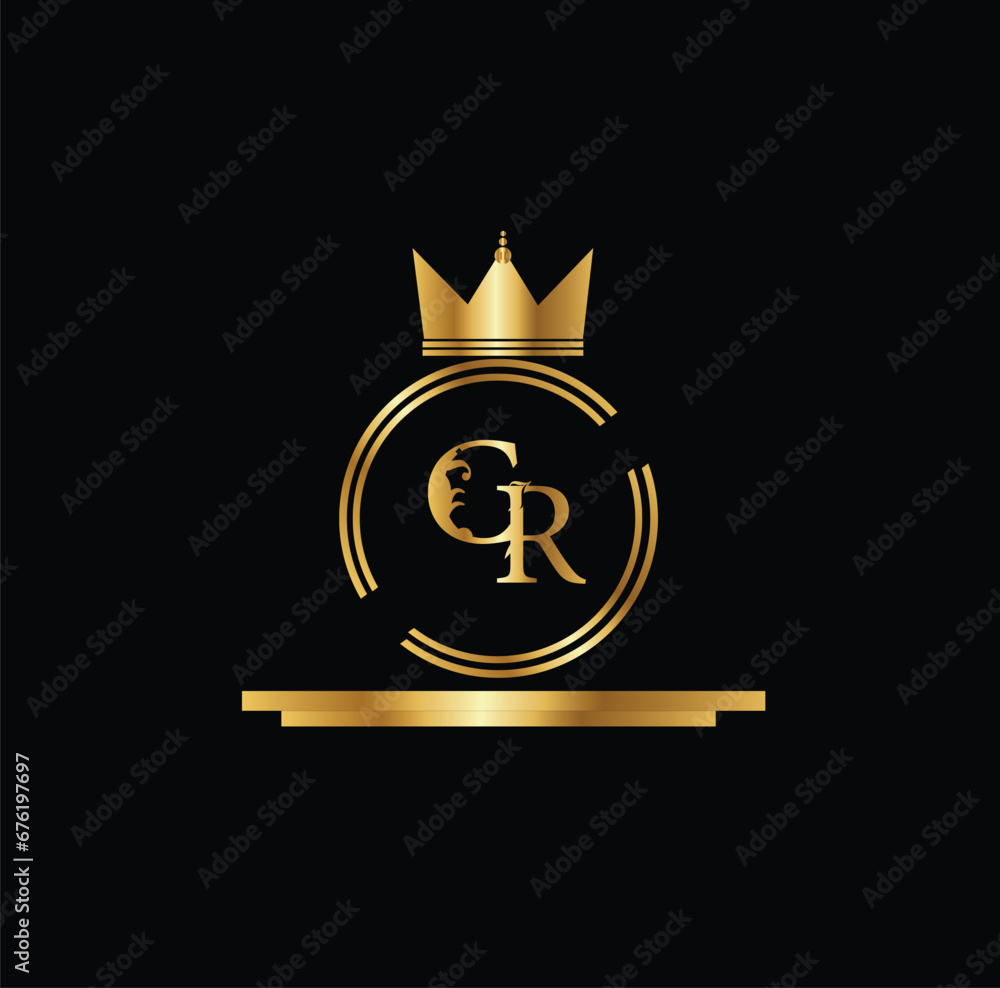 Vecteur Stock new creative golden latter logo design cr logo, cr icon ...